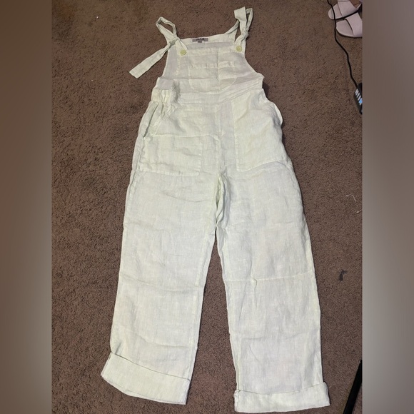 Flax | Pants & Jumpsuits | Rare Flax Linen Overalls Jumpsuit In Green ...